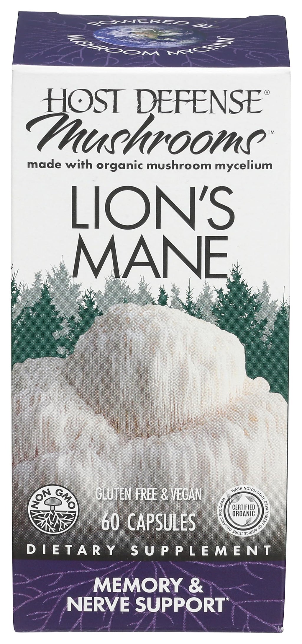 Host Defense Lions Mane capsules for brain health