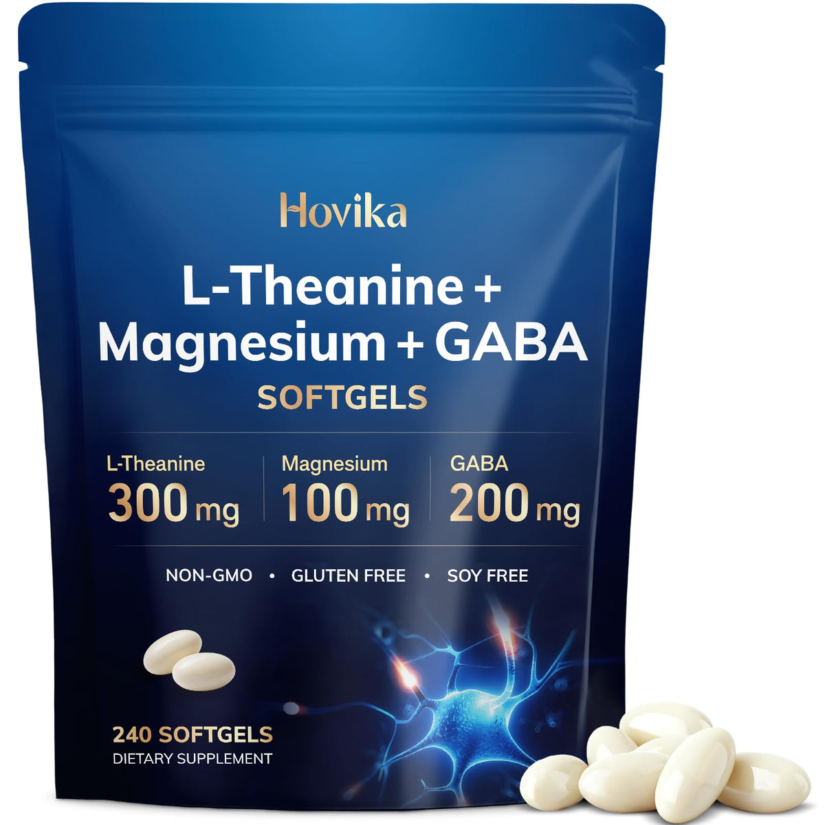 Hovika L-Theanine softgels for relaxation