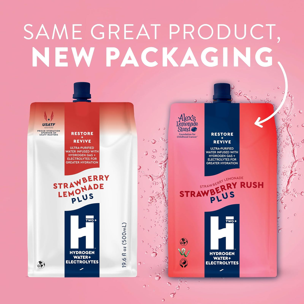 HTWO Plus strawberry lemonade flavour