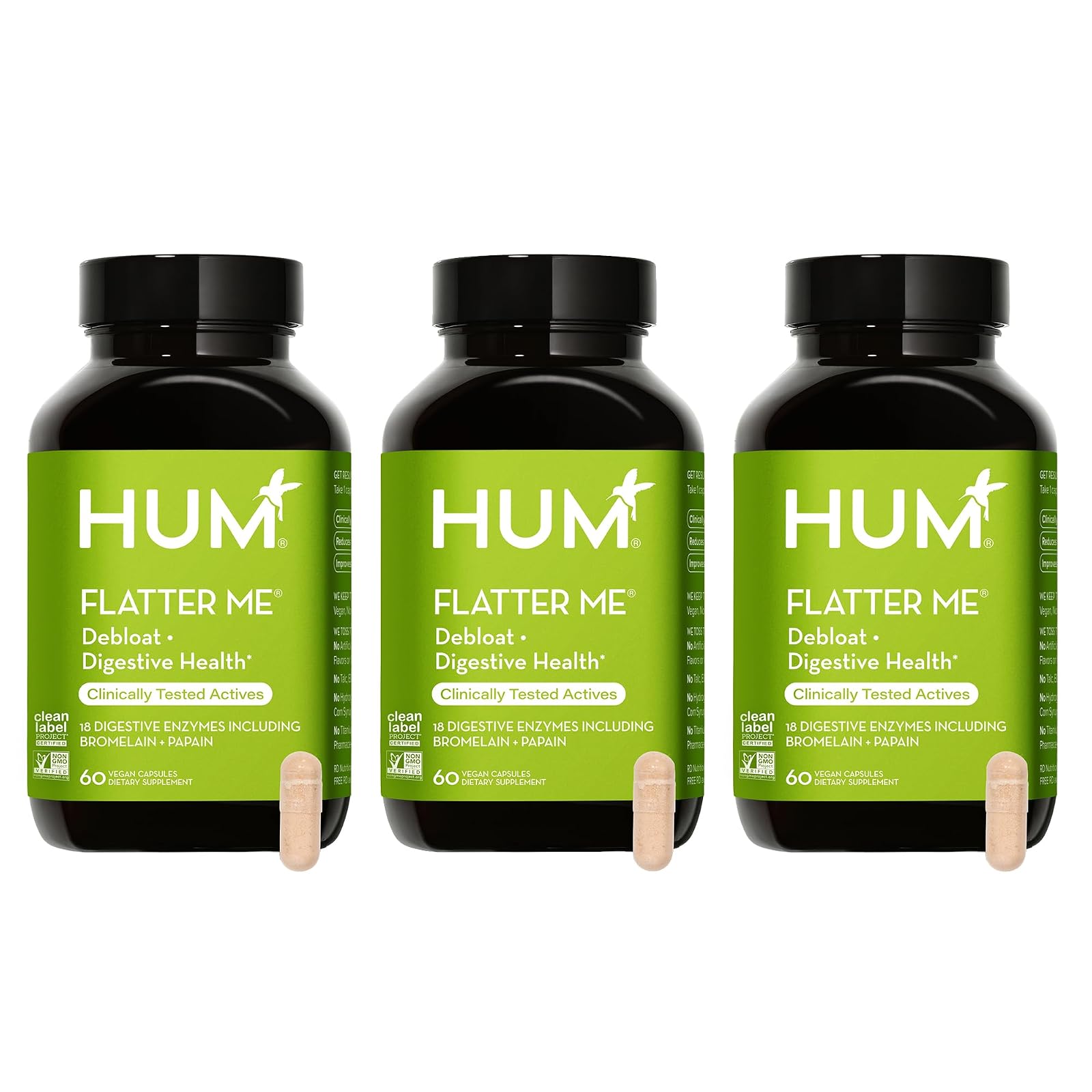 HUM Flatter Me digestive enzymes 3 pack