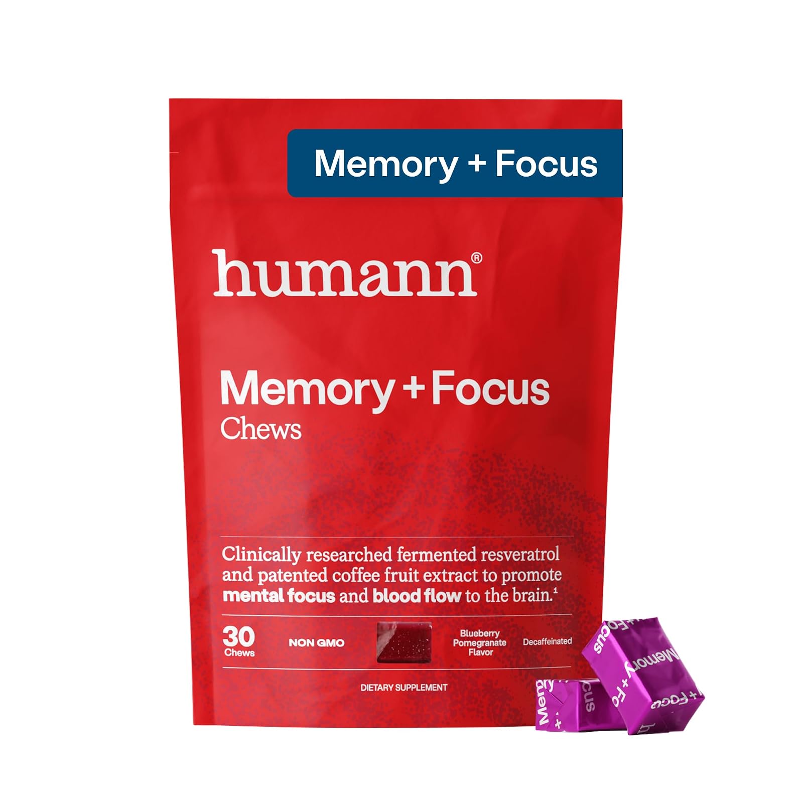 HumanN Memory + Focus Chews blueberry pomegranate
