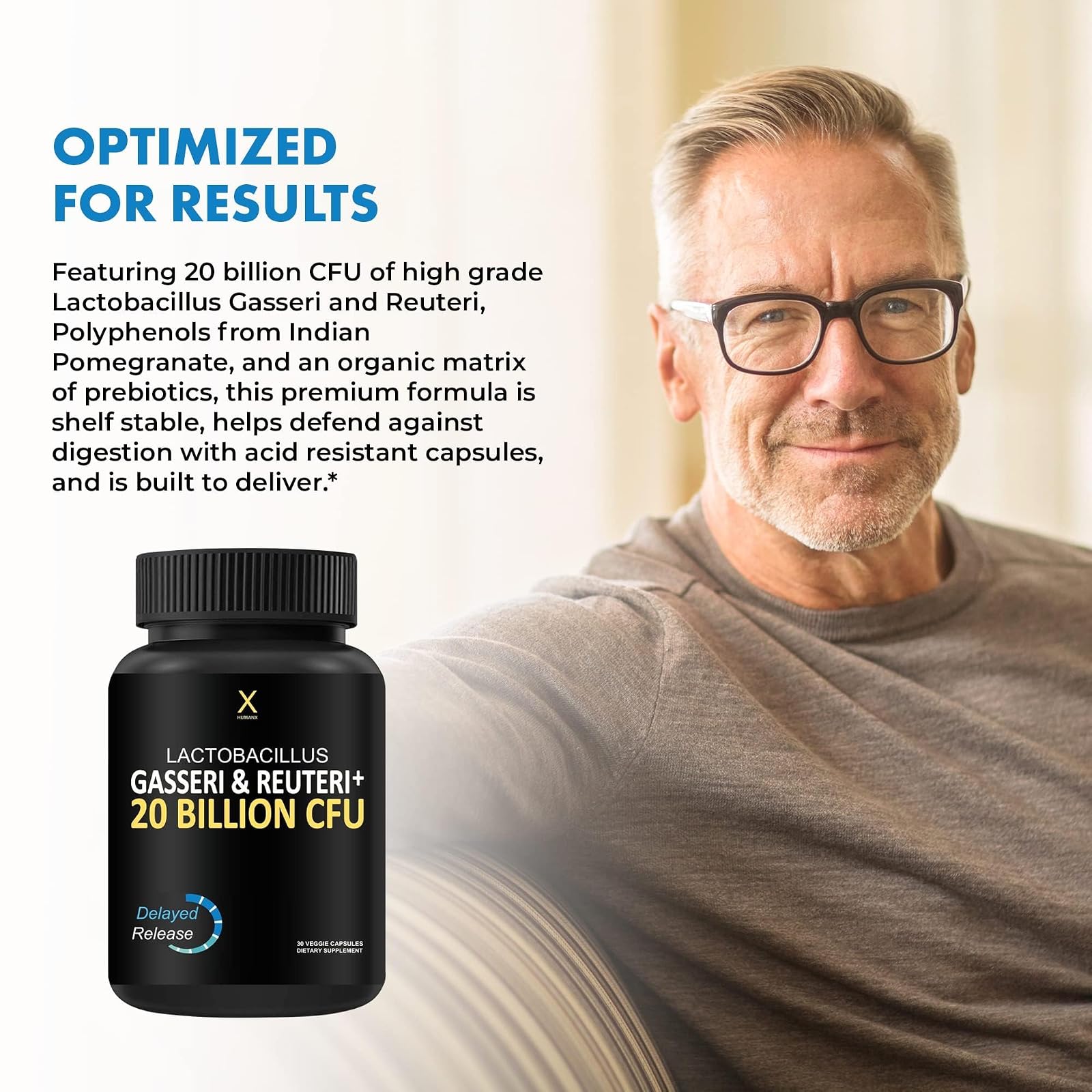 HUMANX probiotics for men’s gut support