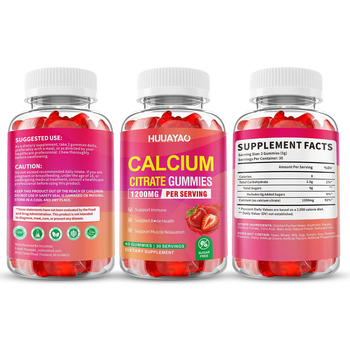 HUUAYAO calcium gummies promote healthy teeth