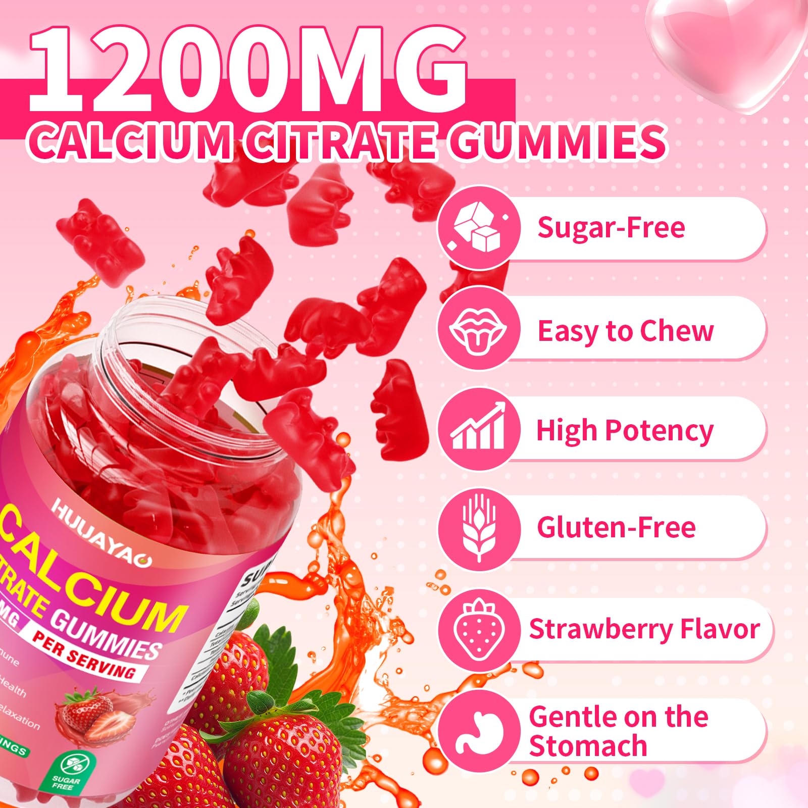 HUUAYAO calcium gummies support bone density