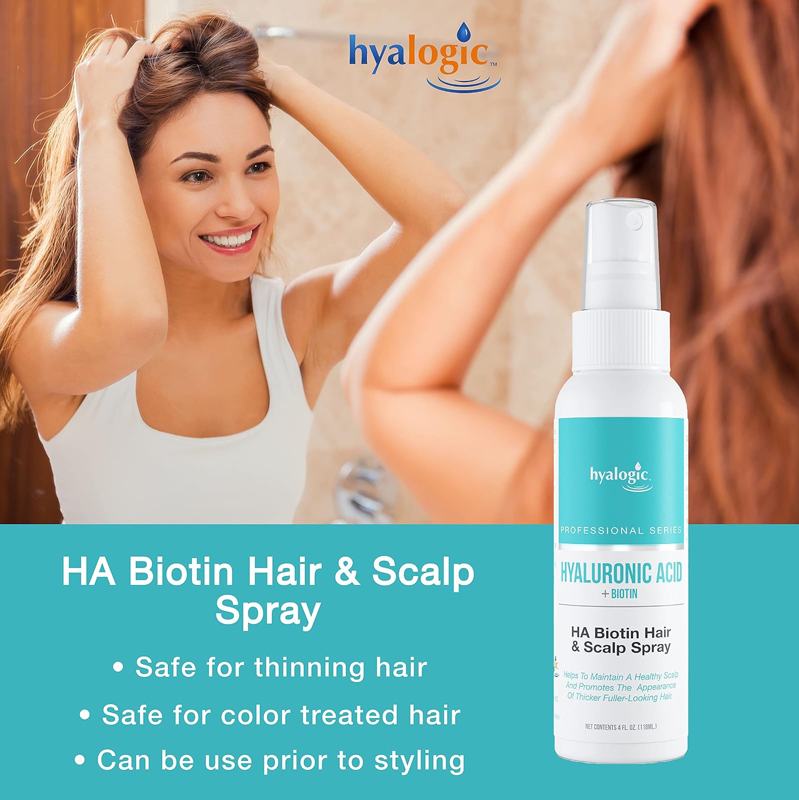 Hyalogic hair growth spray for volume