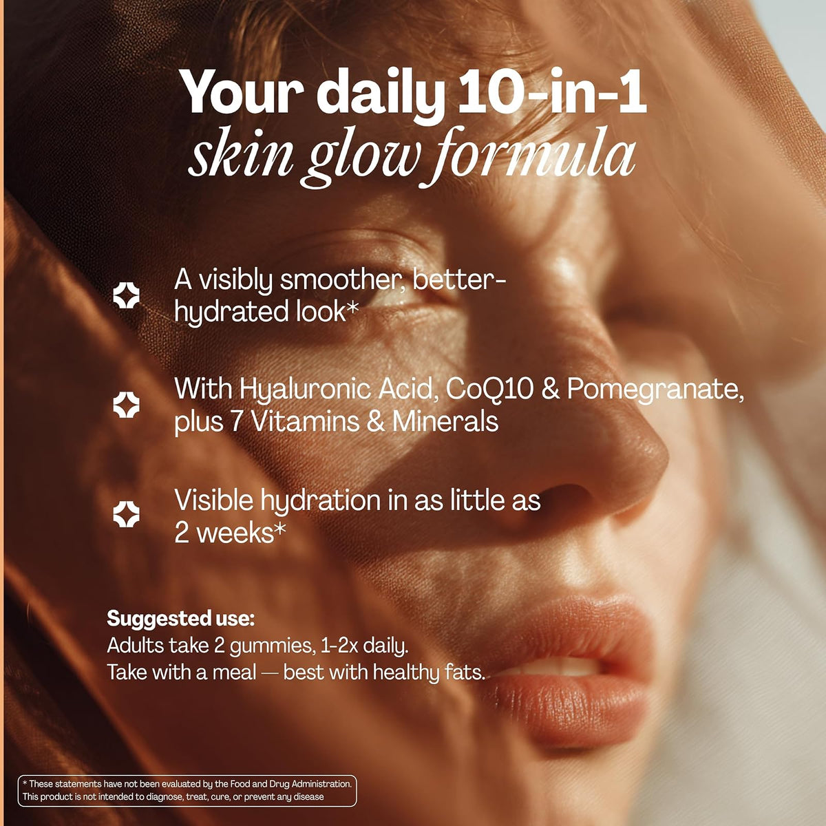 Hyaluronic acid multivitamins for glow