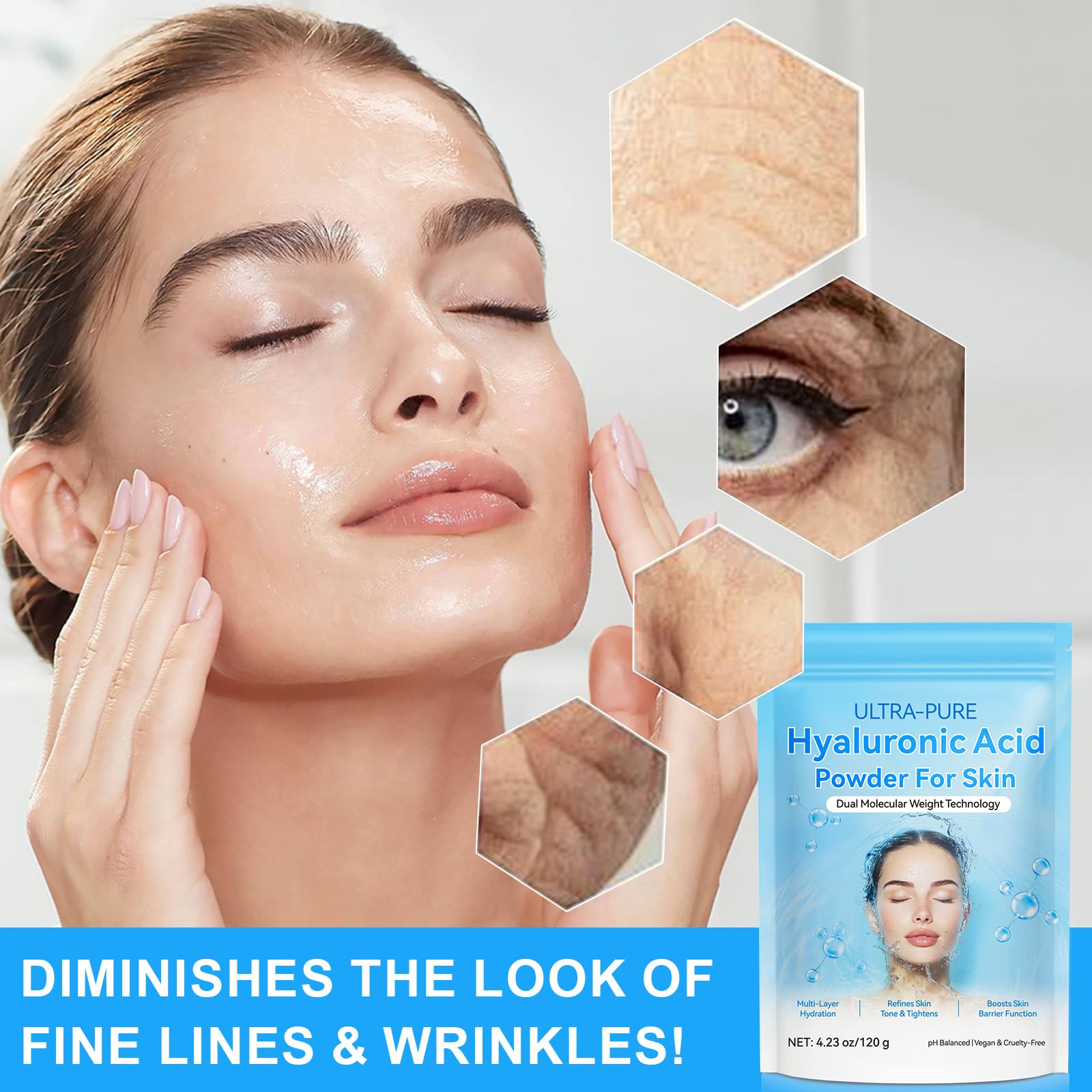 Hyaluronic Acid powder for plump skin