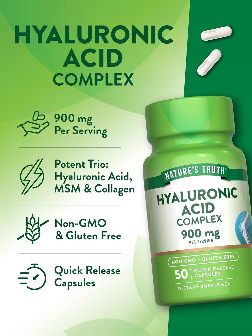 Hyaluronic acid supplement for joints