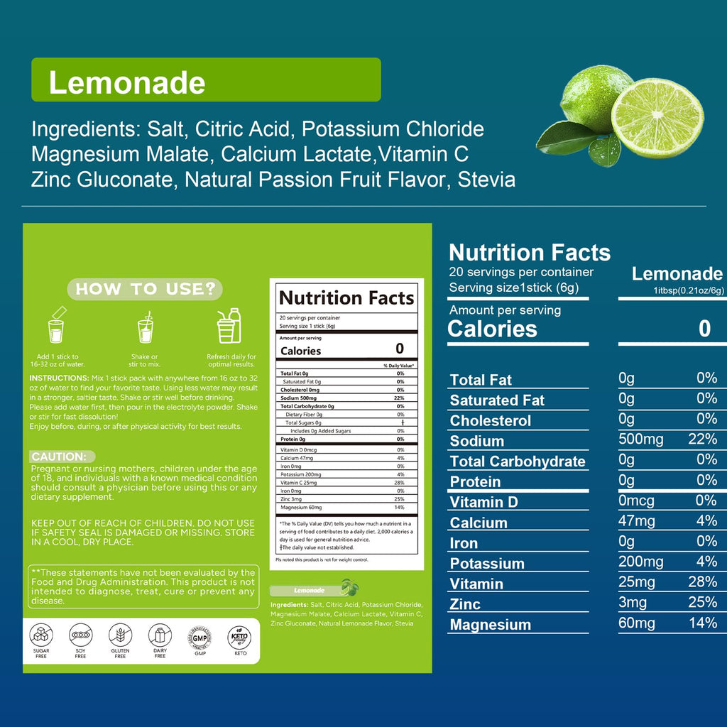 hydrating lemonade electrolyte drink mix