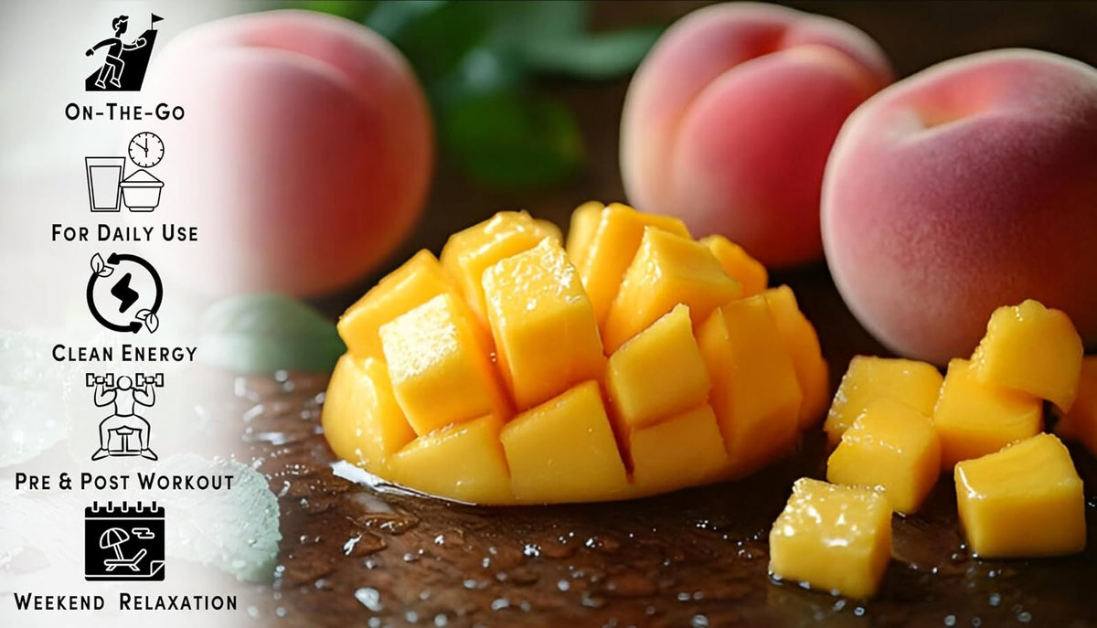 Hydrating peach mango drink for workouts
