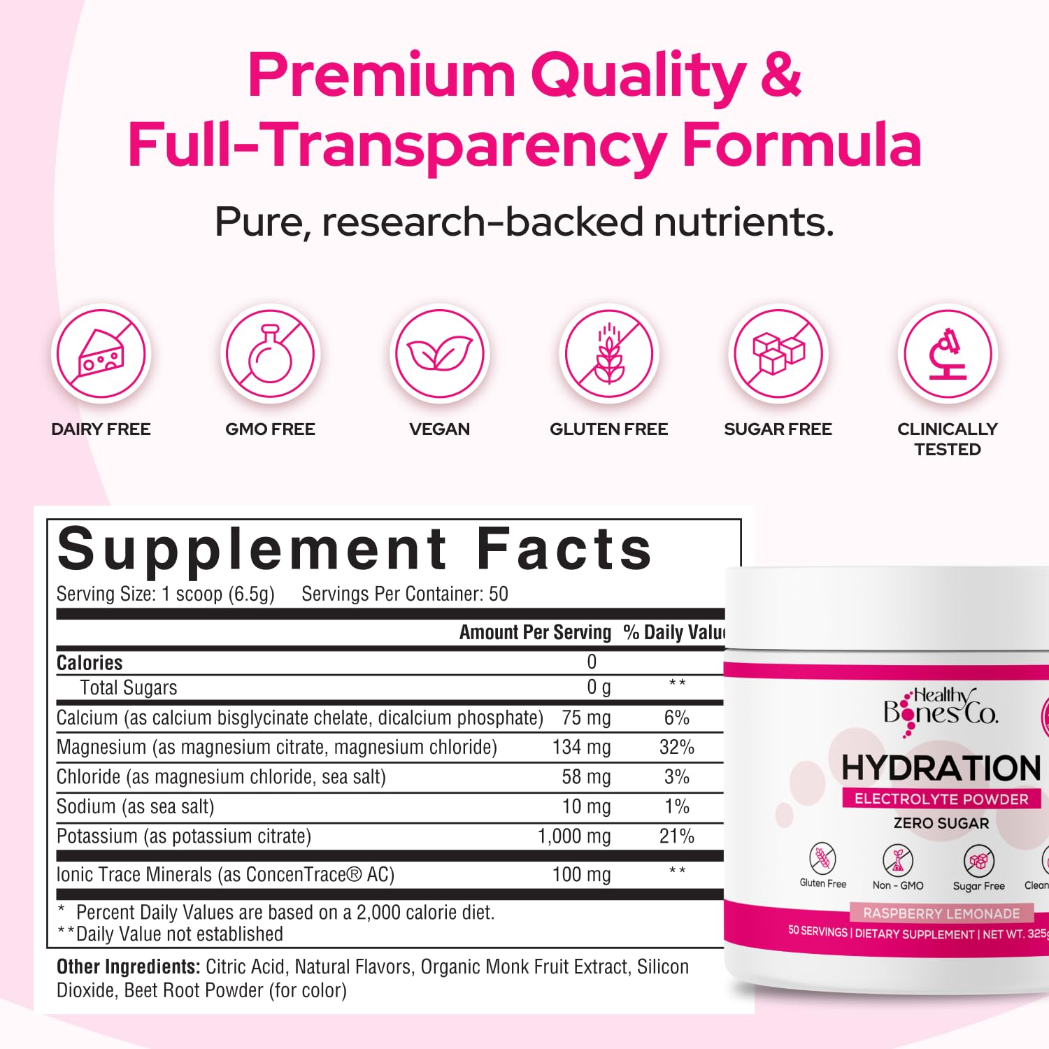 Hydration boost with electrolytes powder