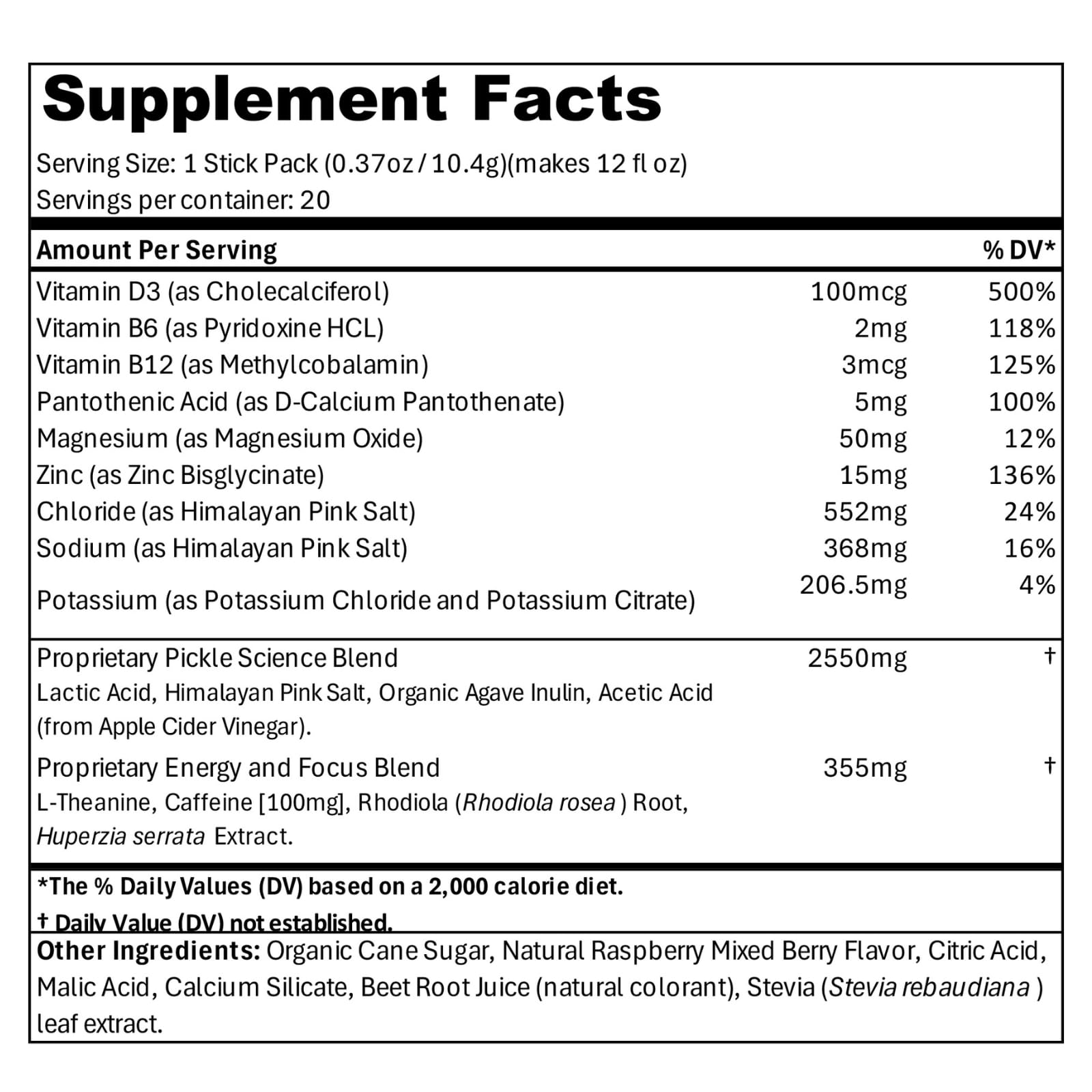 hydration support blended vitamin & mineral supplements