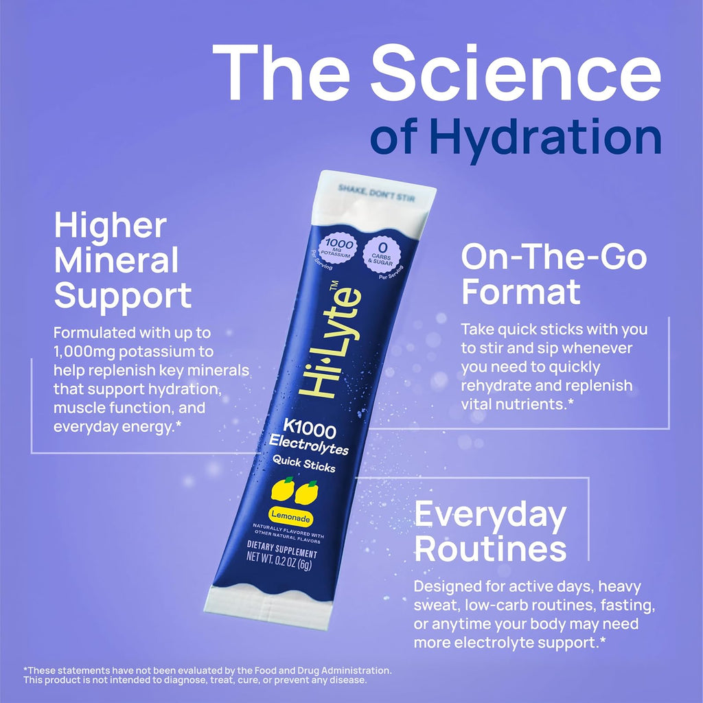 hydration support with Hi-Lyte powder