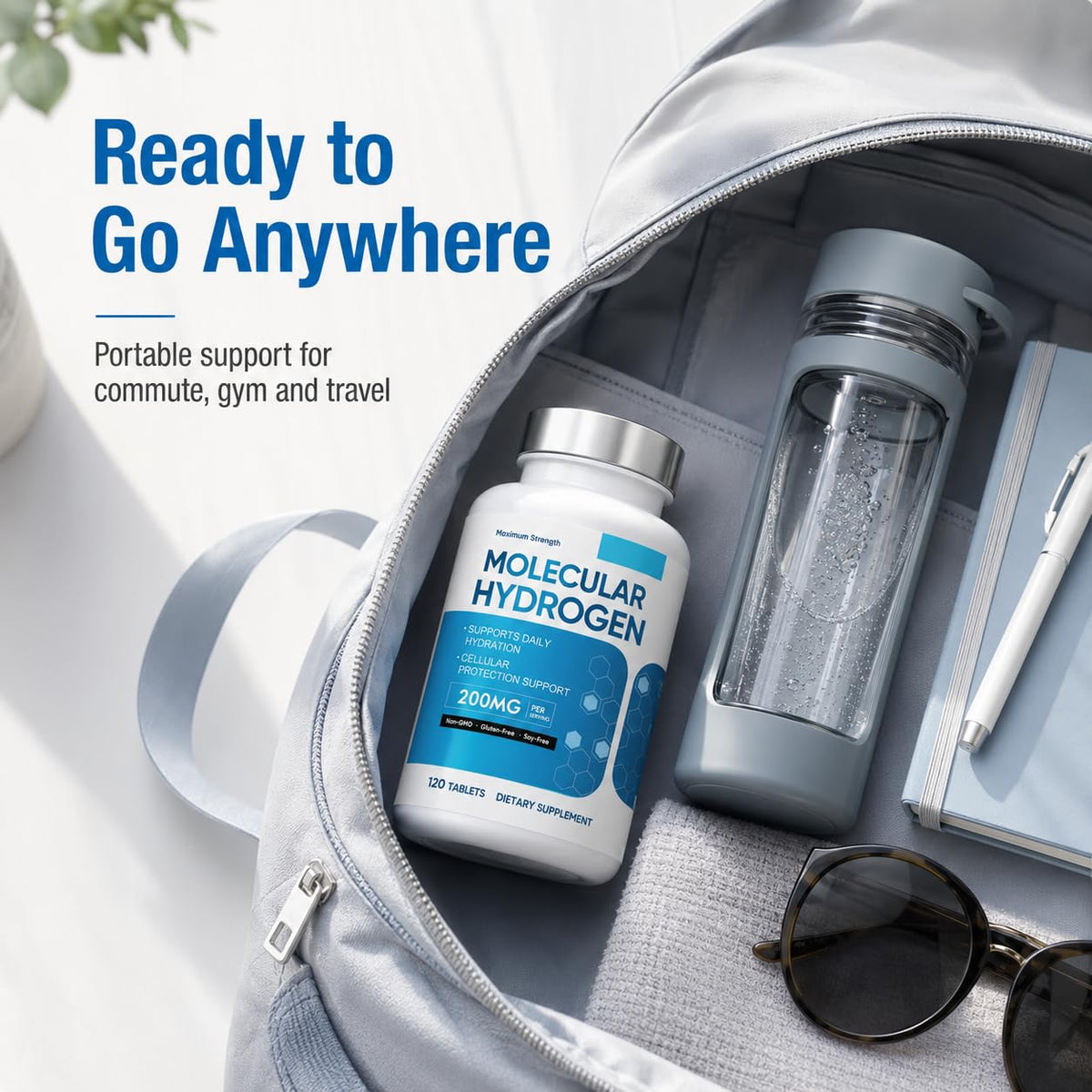 Hydration support with hydrogen tablets