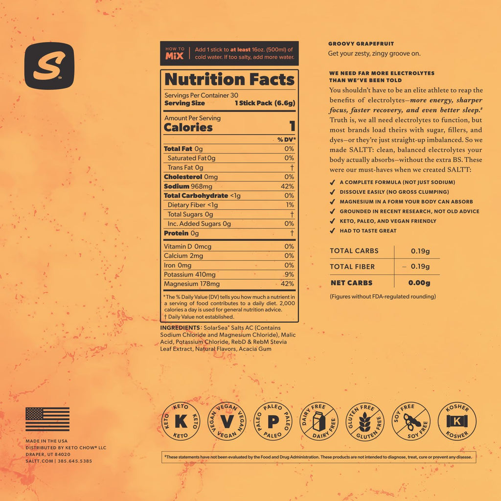 Hydration support with SALTT electrolyte sticks