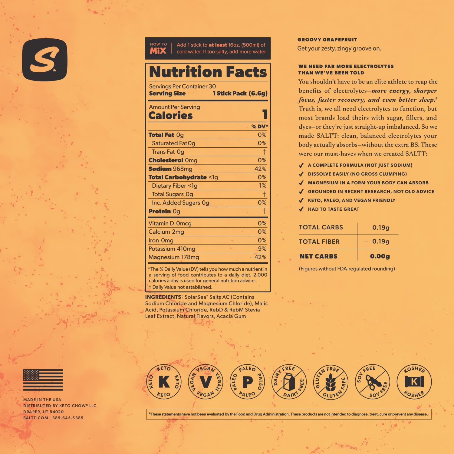Hydration support with SALTT electrolyte sticks