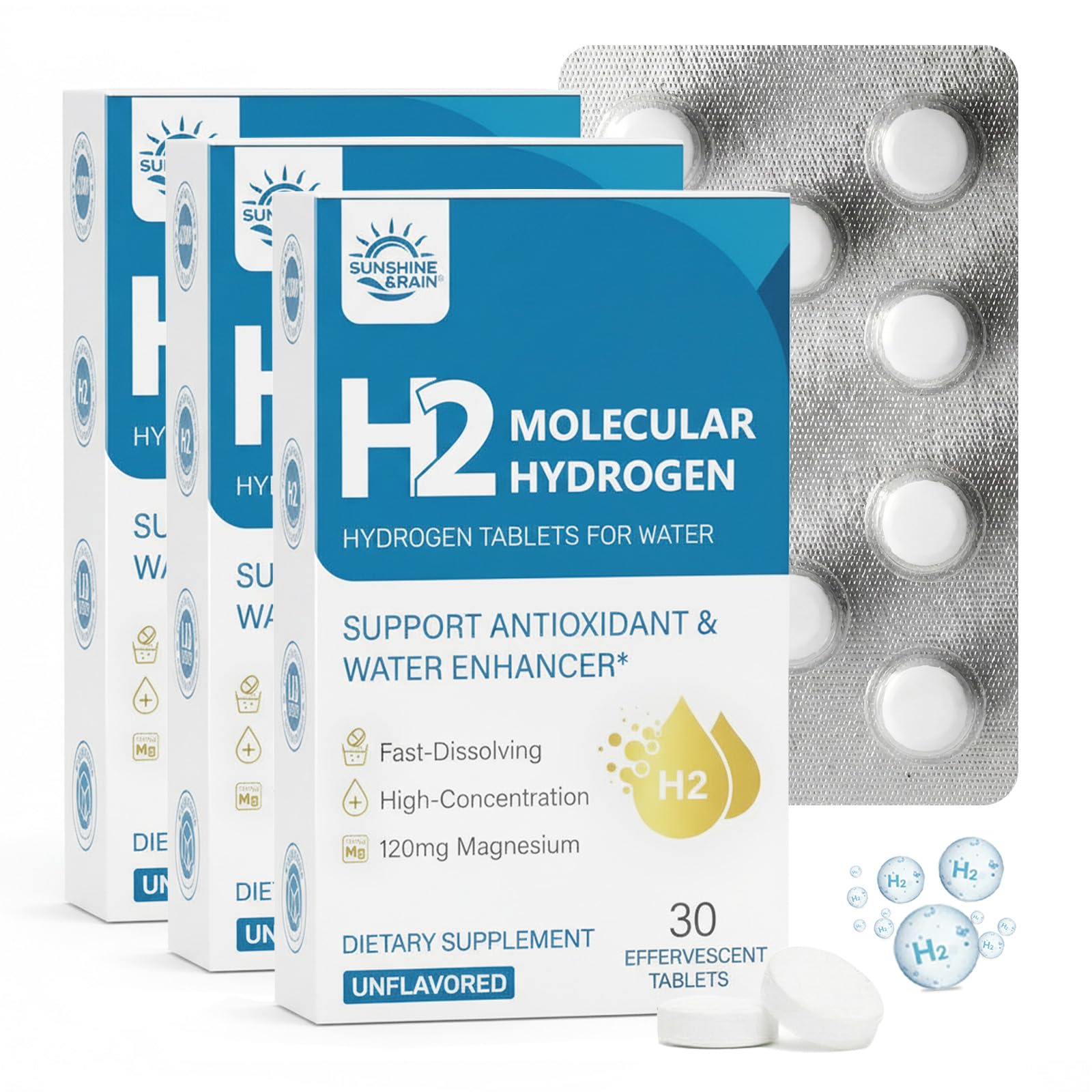 Hydrogen tablets for enhanced hydration