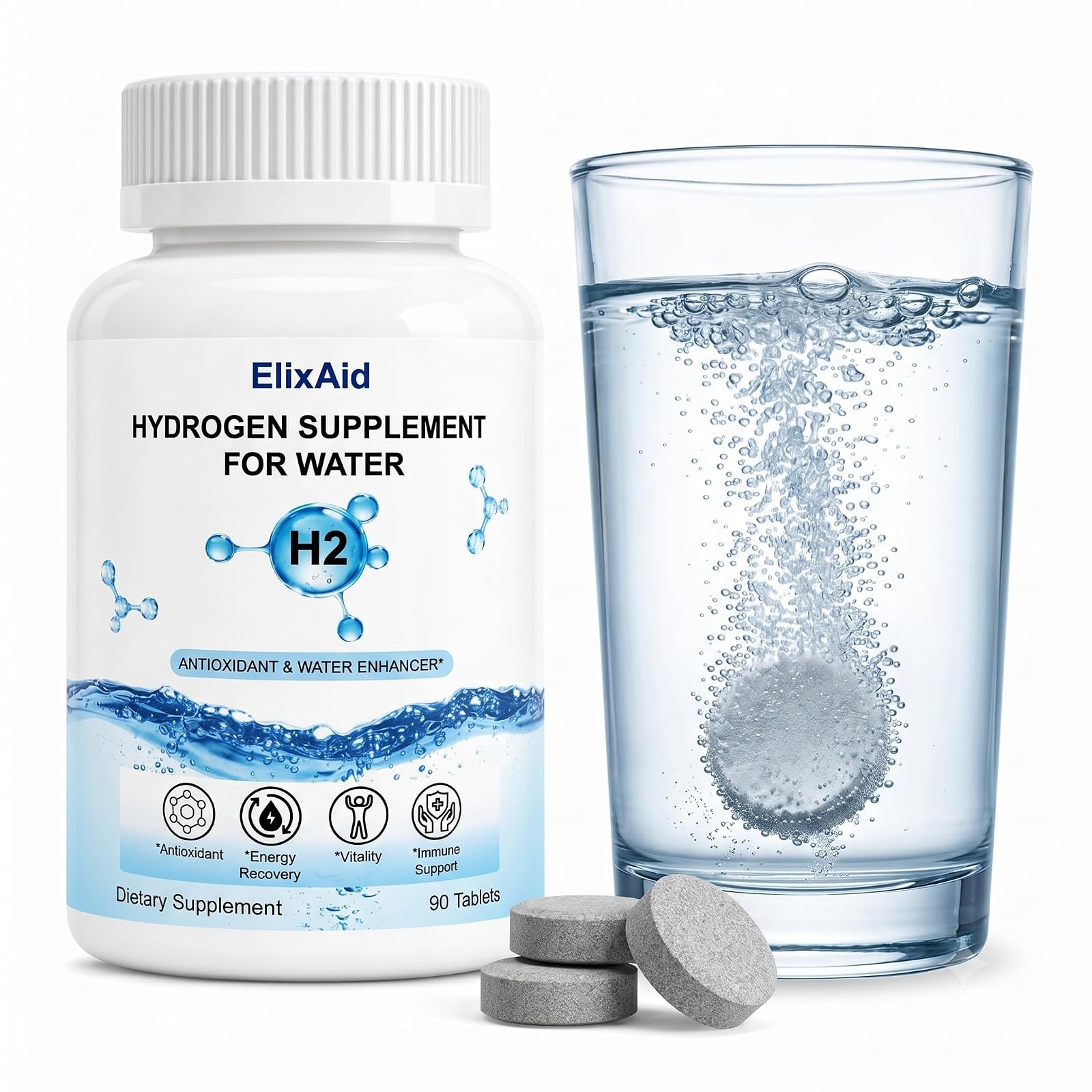 Hydrogen tablets for enhanced hydration