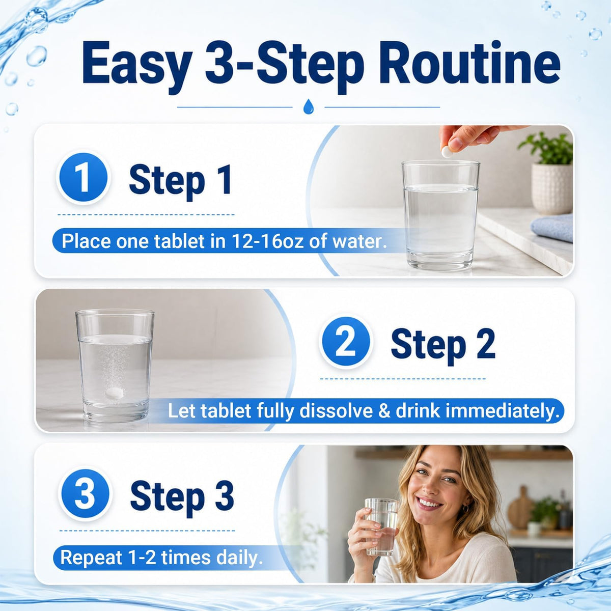 Hydrogen water tablets for hydration