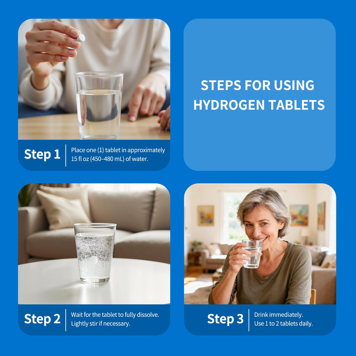 Hydrogen water tablets for wellness