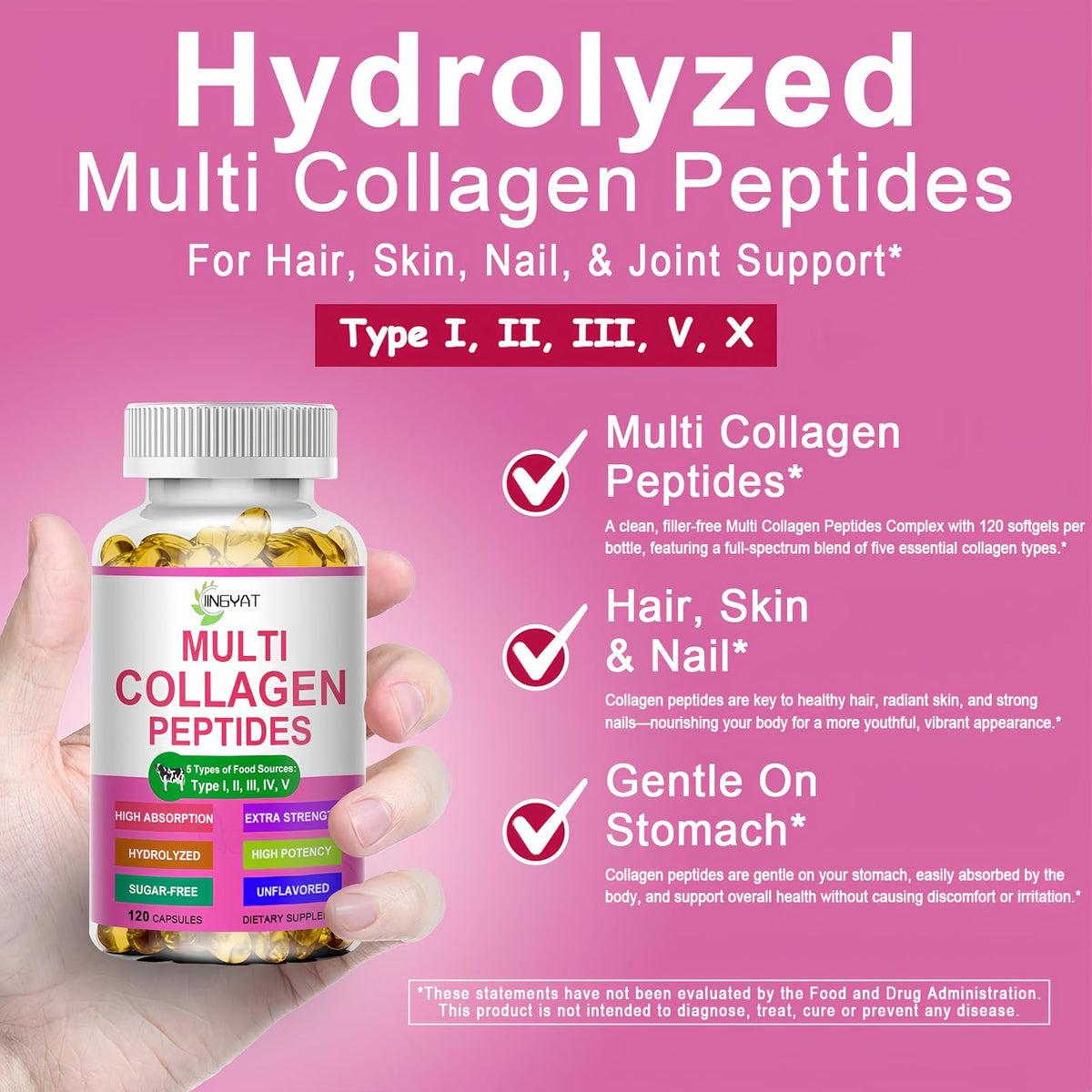 Hydrolyzed collagen peptides for skin health