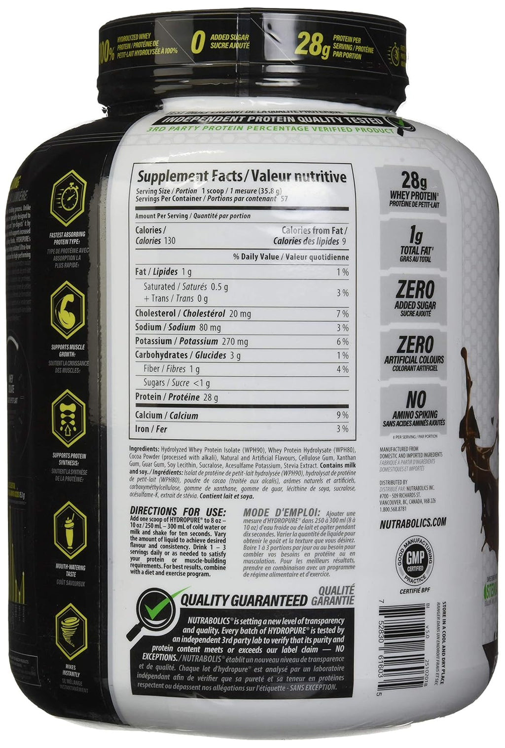 Hydropure protein powder with low sugar content