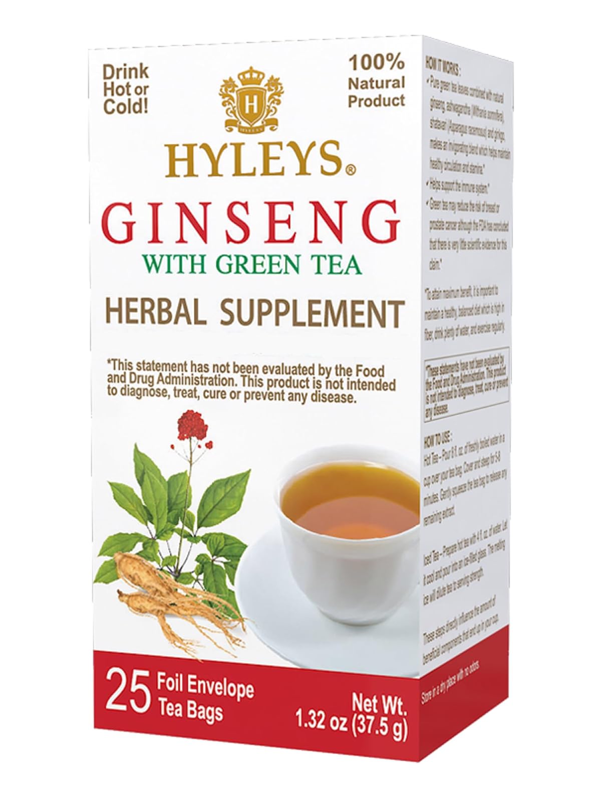 Hyleys ginseng green tea bags