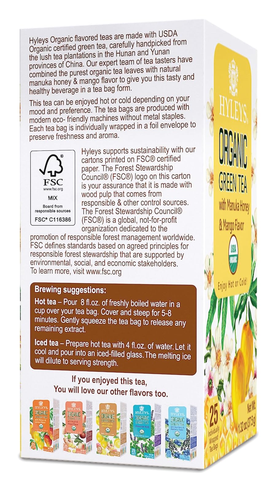 Hyleys green tea and manuka honey