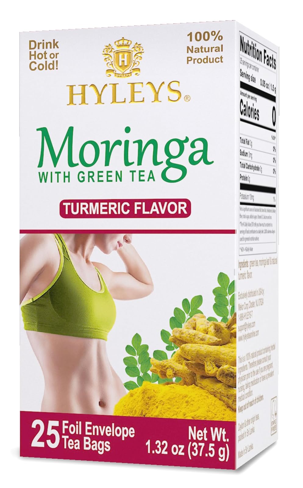 HYLEYS Moringa Turmeric herbal tea bags