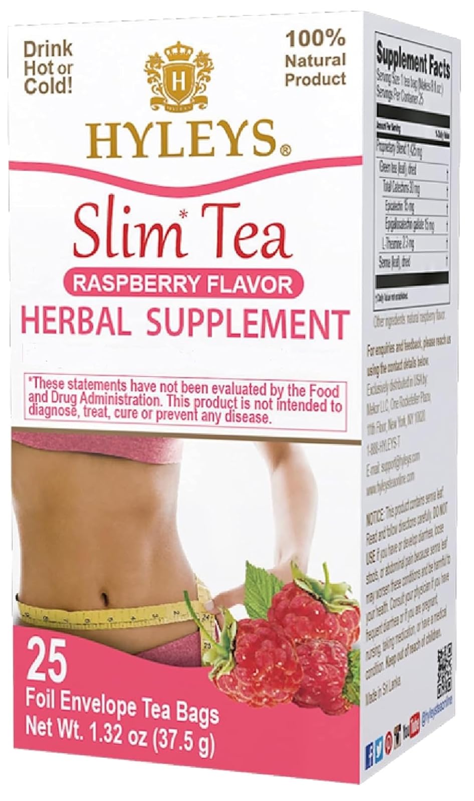 Hyleys raspberry herbal tea bags