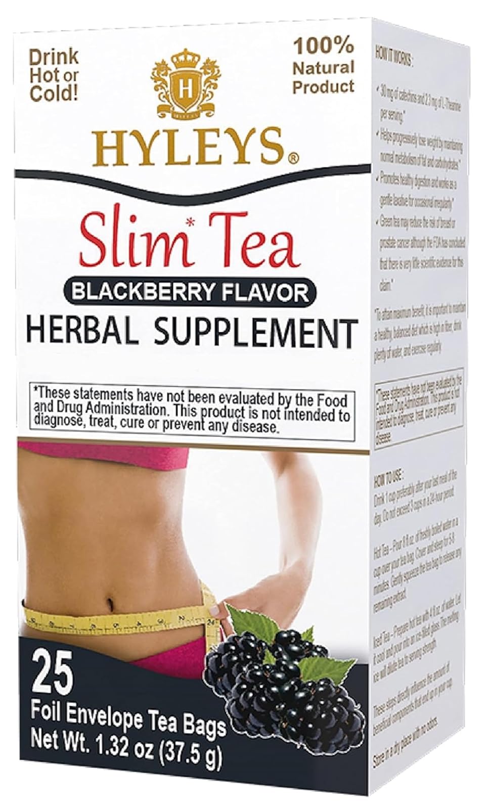 Hyleys Slim Tea blackberry flavor bags