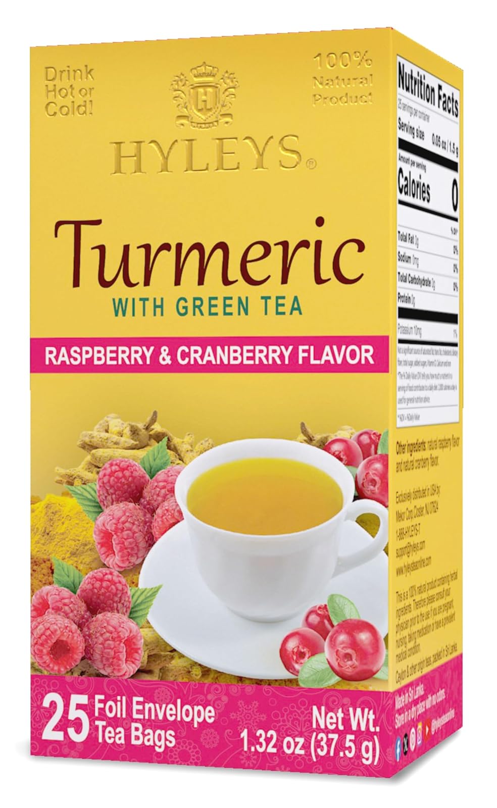 Hyleys turmeric root green tea bags