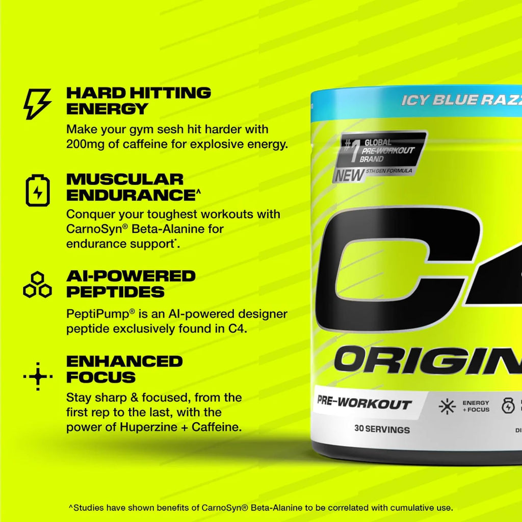 icy blue razz pre-workout flavour