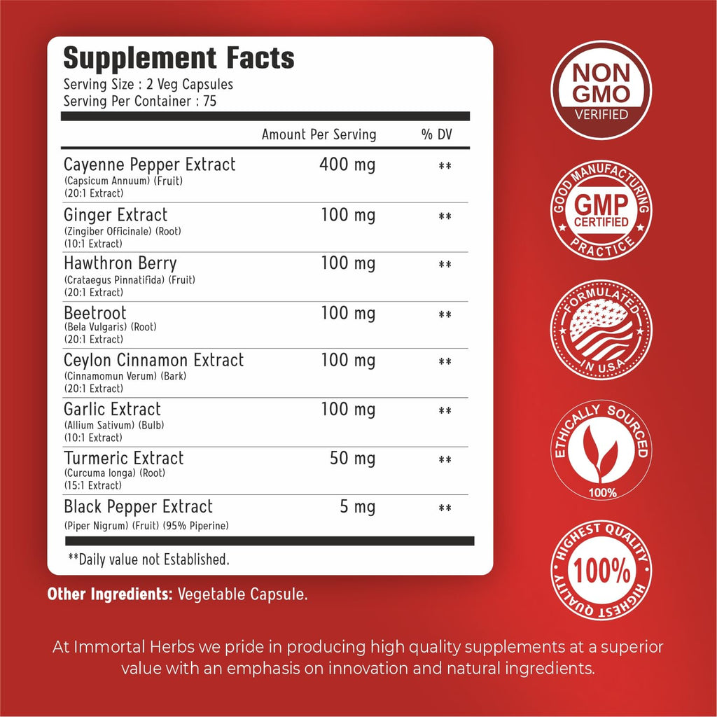 Immortal Herbs cayenne supplement benefits