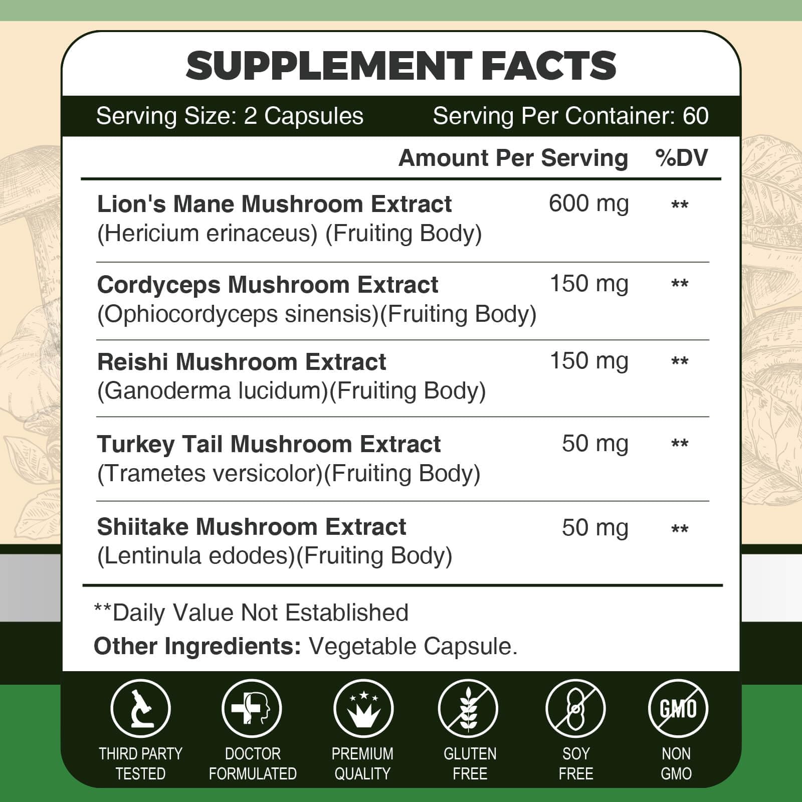 Immune boosting mushroom blend capsules