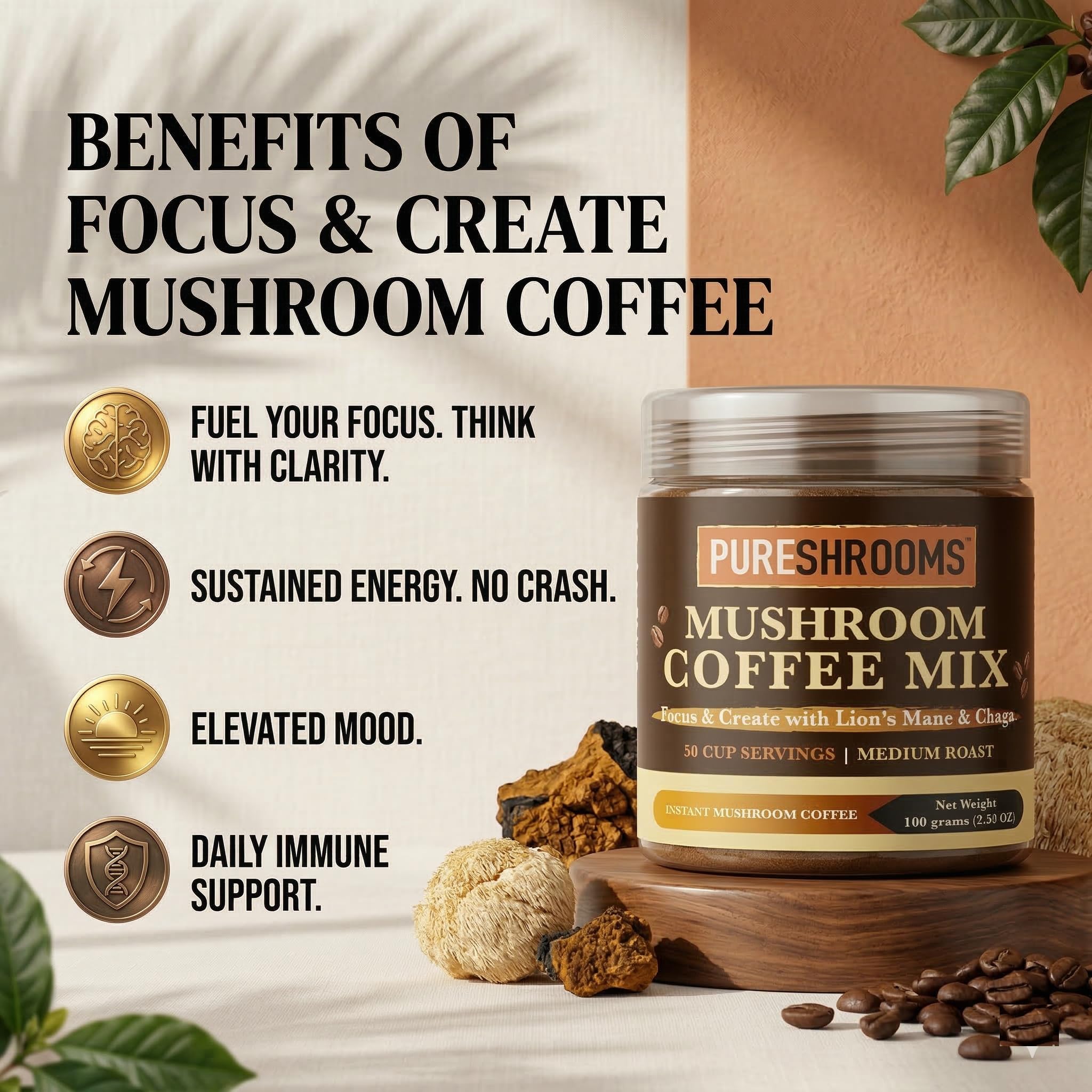 immune-boosting mushroom coffee drink