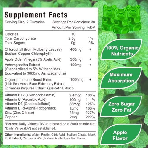 immune support chlorophyll gummies with zinc