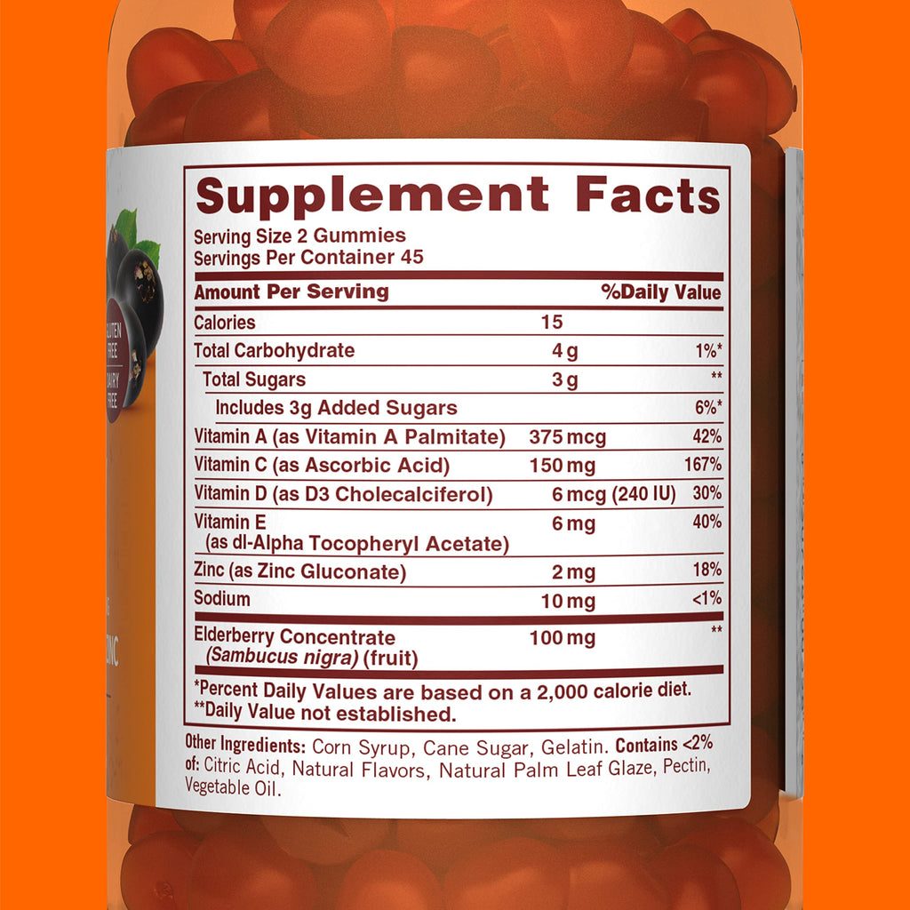 Immune support elderberry gummy vitamins