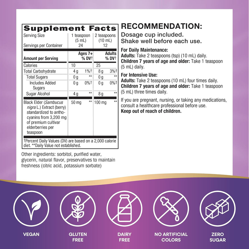 immune support elderberry syrup 120 mL