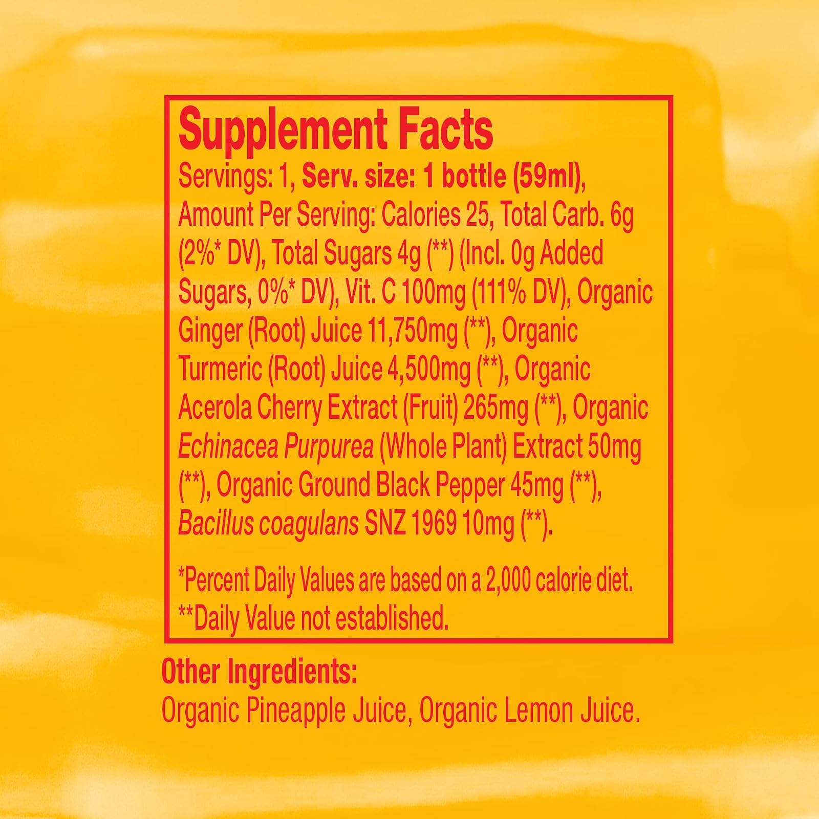 Immune support ginger tea shot