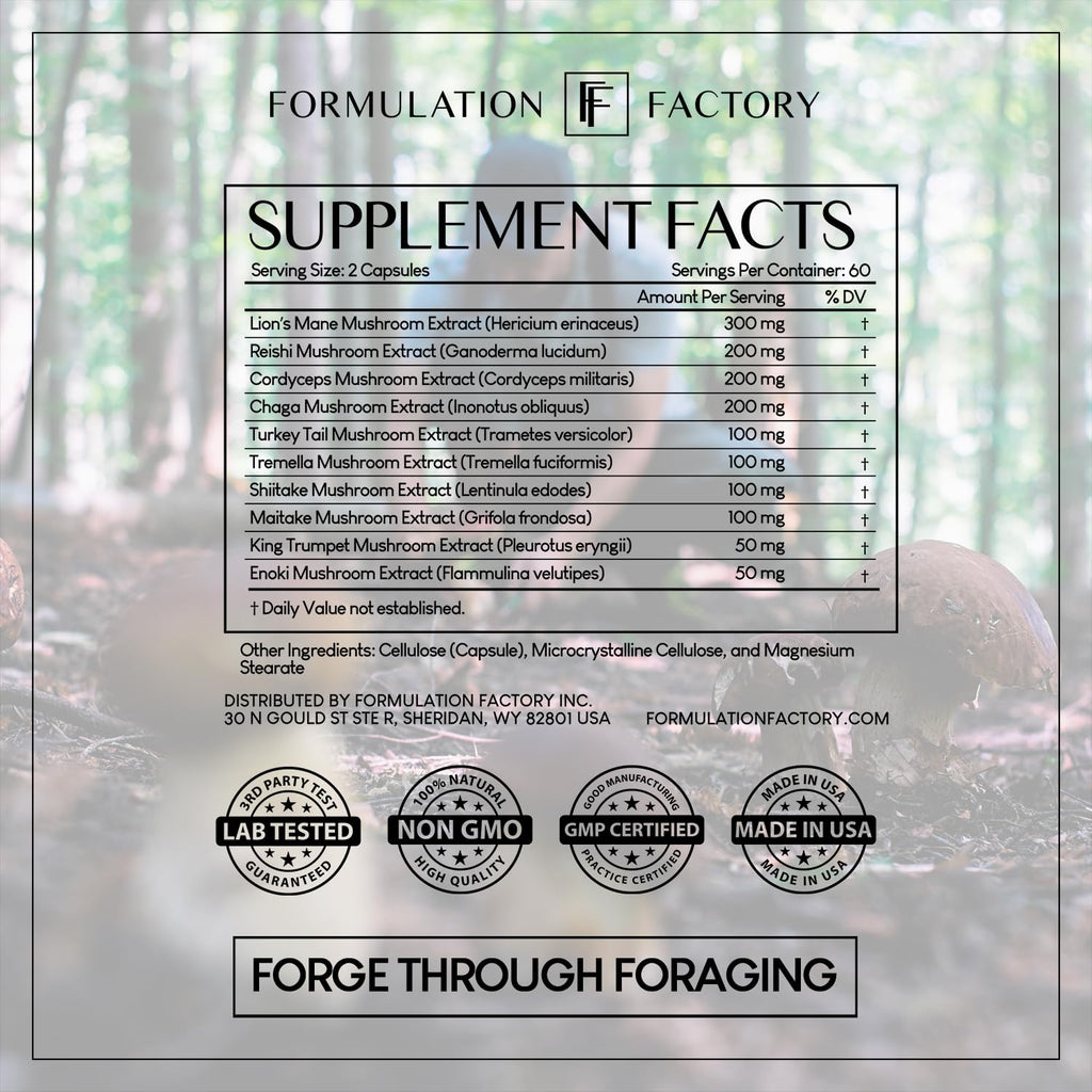 Immune support with mushroom complex capsules