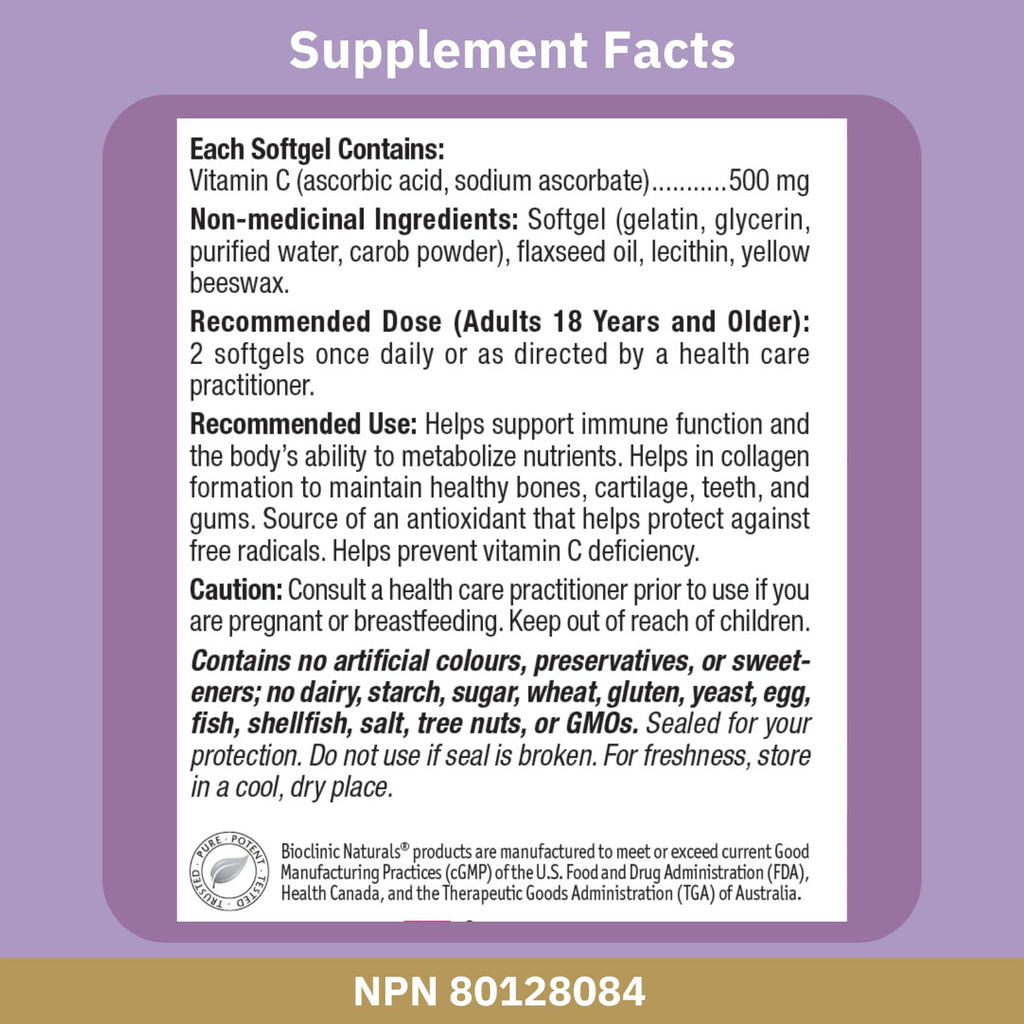Immune support with Vitamin C softgels