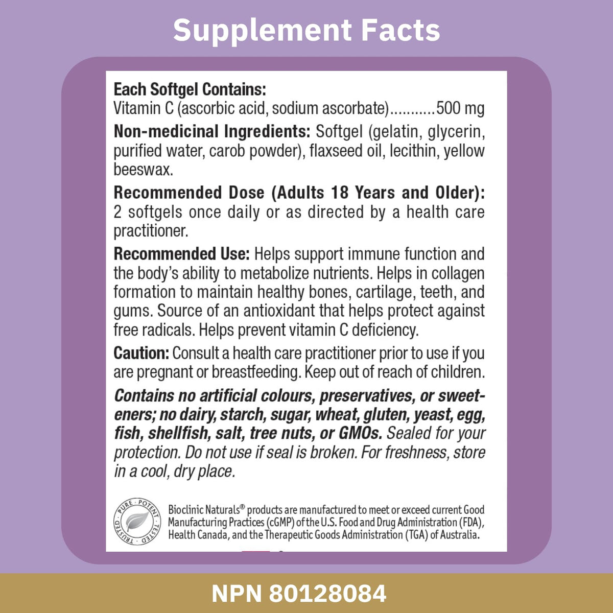 Immune support with Vitamin C softgels
