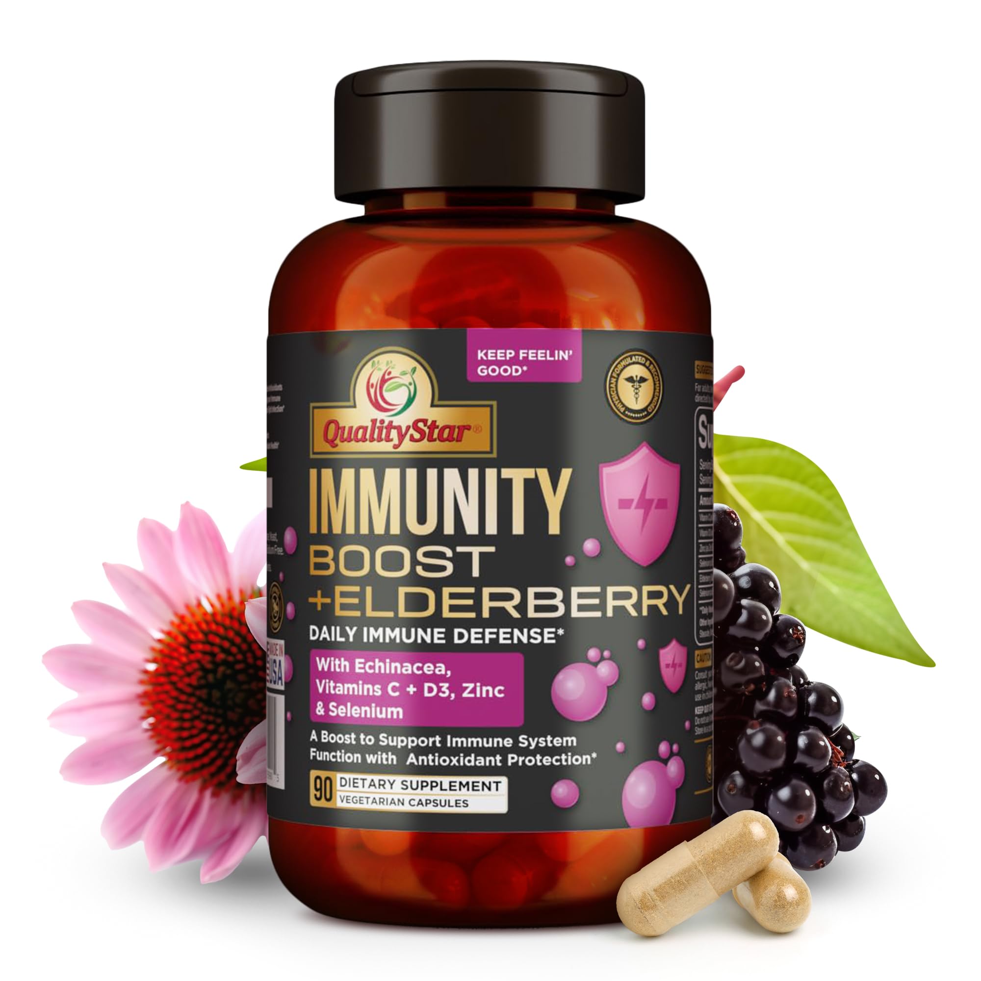 Immunity Boost elderberry capsules for health