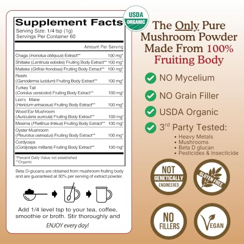 immunity support with fruiting body mushrooms