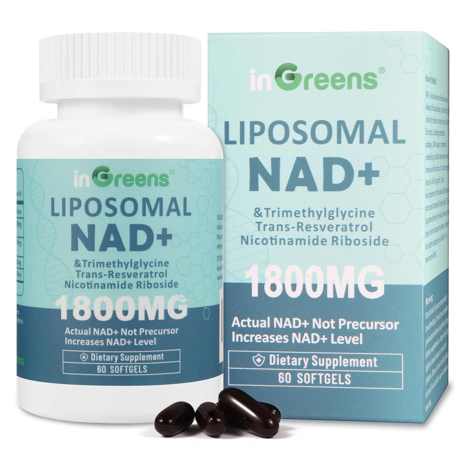 inGreens Liposomal NAD+ softgels for energy