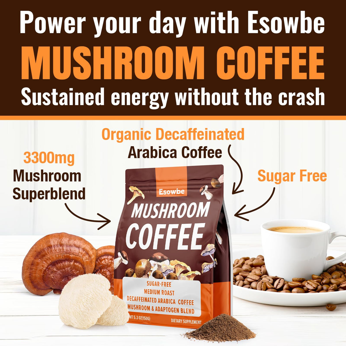 instant coffee with adaptogenic mushrooms