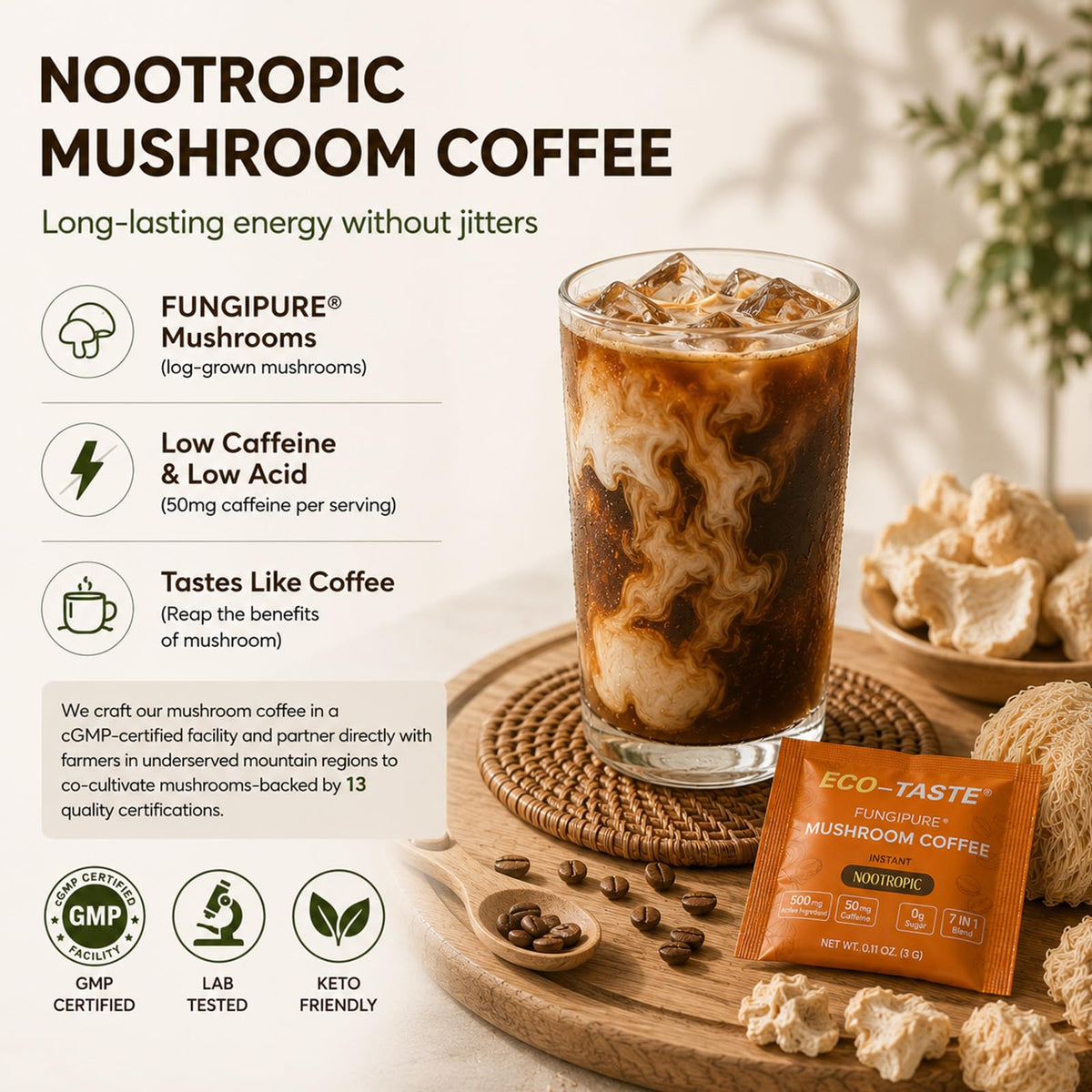 instant coffee with medicinal mushrooms