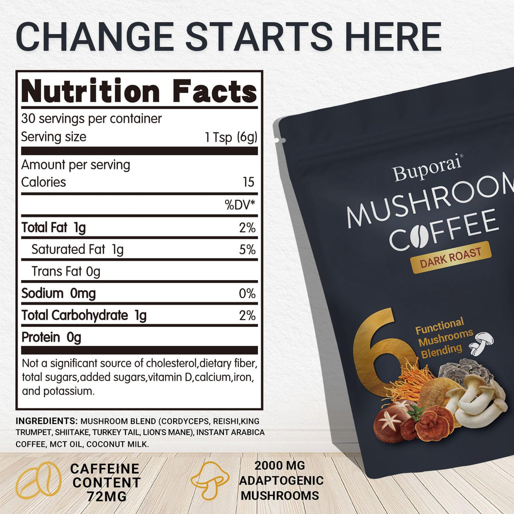 instant coffee with medicinal mushrooms