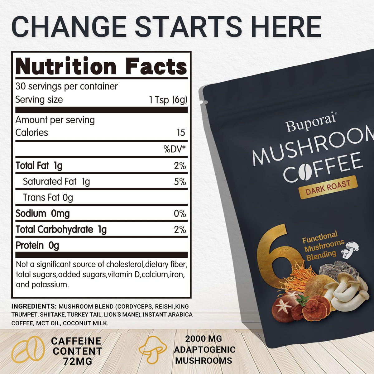 instant coffee with medicinal mushrooms